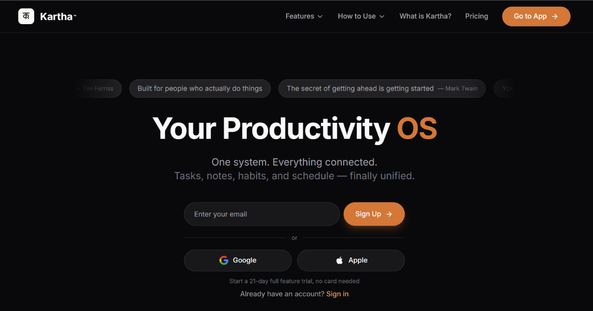 Kartha — All-in-One Notes, Tasks & Calendar App